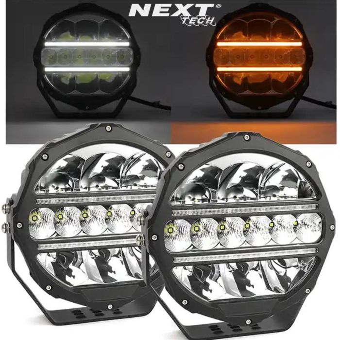 Phare LED avec feux de position blanc et orange pour 4x4 et Vamion