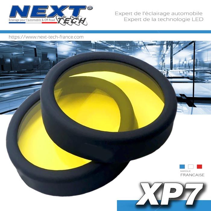 Caches de protection jaune 110mm pour phares LED Next-Tech Xp7